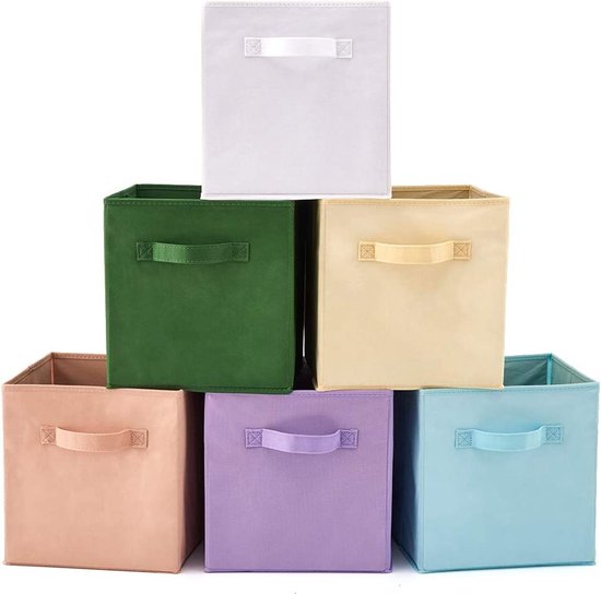 set van 6 opvouwbare opbergdozen zonder deksel voor planken | bol