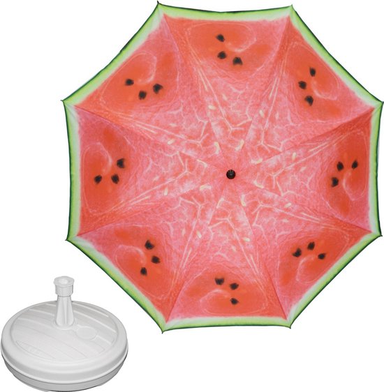 Parasol - Watermeloen fruit - D160 cm - incl. draagtas - parasolvoet ...