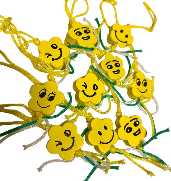 Gelukspoppetjes - Gelukshangers - Smileys - 10 stuks - Zon - Bloem ...