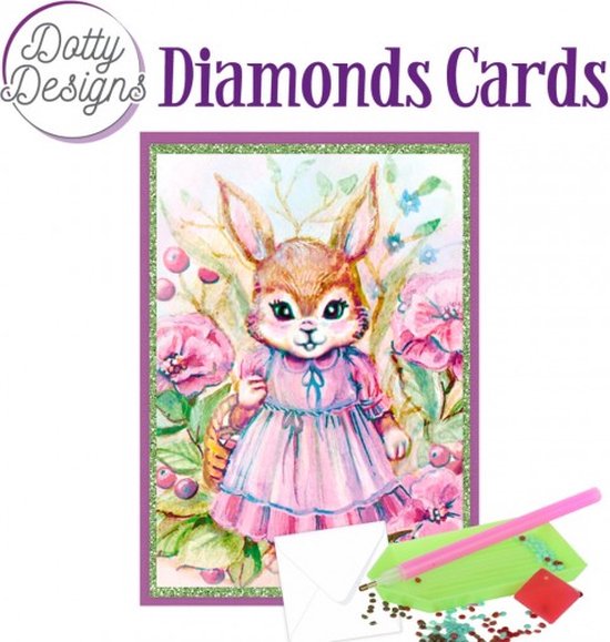 Dotty Designs Diamond Cards - Rabbit in dress | bol
