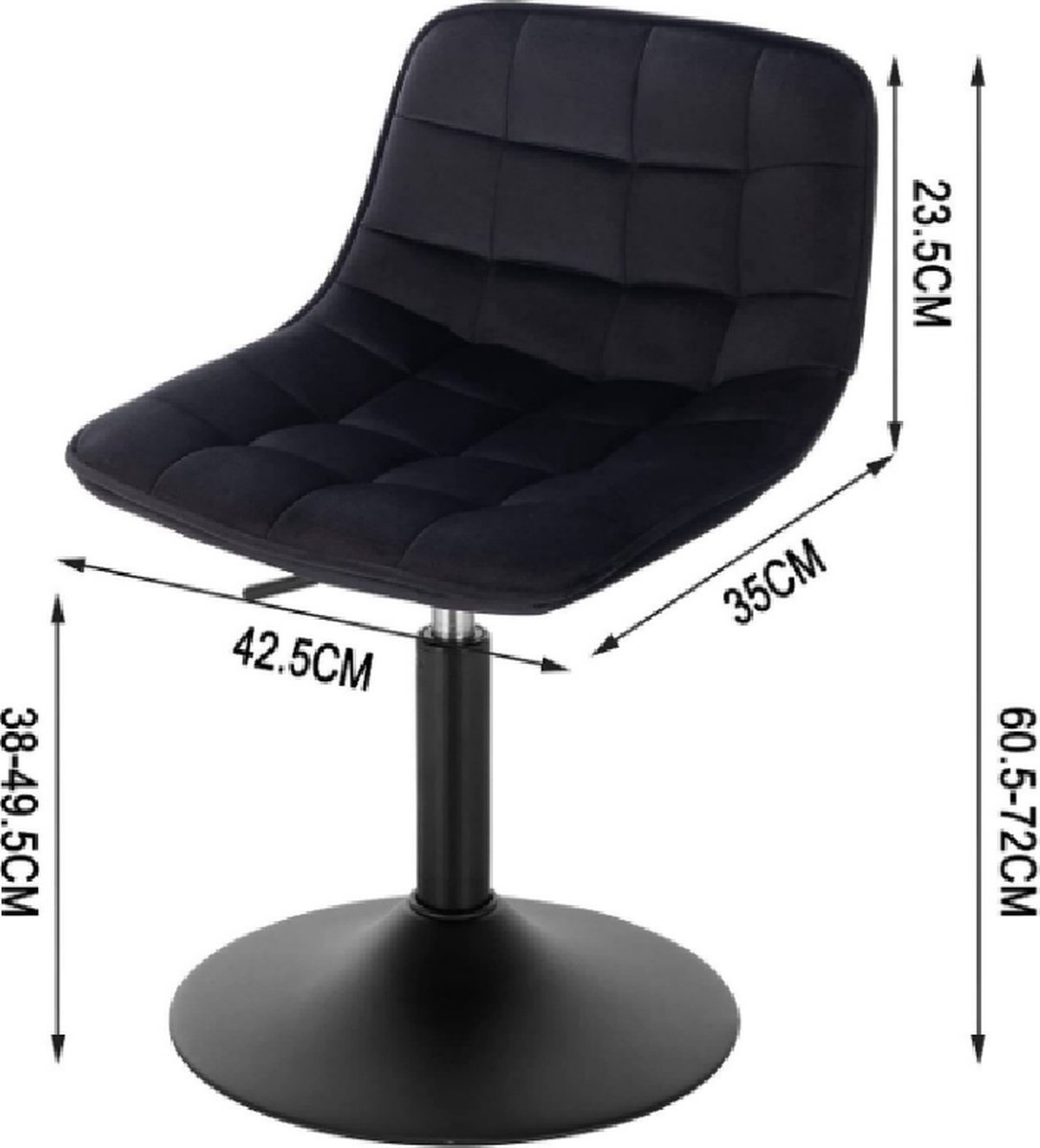 Tabouret de bar bas en velours - Hauteur réglable 38 - 49,5 cm ...