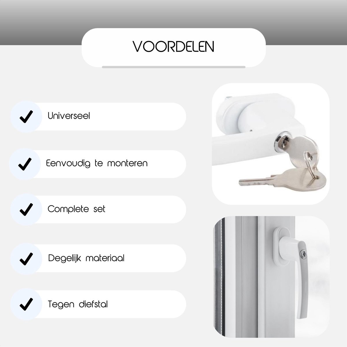 Afsluitbare raamkruk - 1 set - Inclusief sleutel en schroeven ...