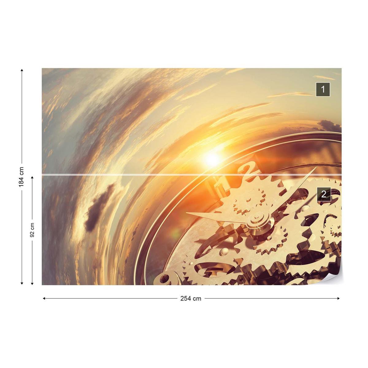 Fotobehang - Vlies Behang - Klok Meganisme - 254 x 184 cm | bol.com