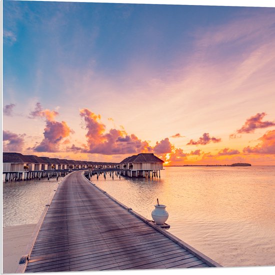 PVC Schuimplaat - Vlonder naar Luxe Resorts op de Maledieven tijdens ...