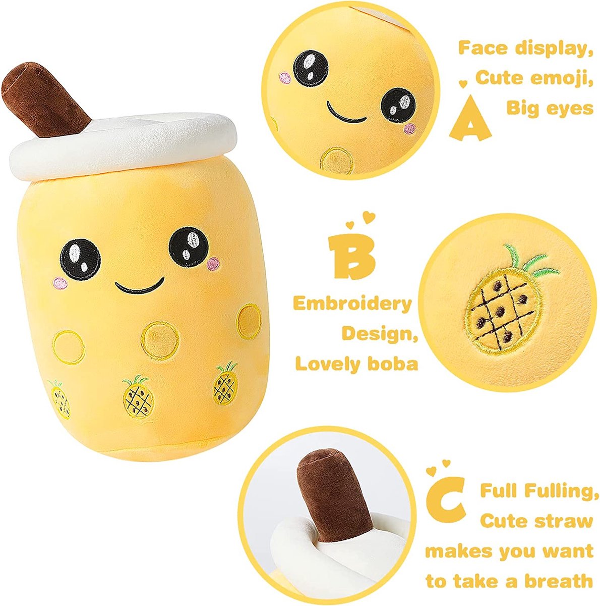 Klikkopers® - XXXL Kawaii Kussen - Mega Grote Bubble Tea Knuffel 80cm ...