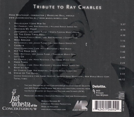 Tribute To Ray Charles, Jazz Orchestra of the Concertgebouw o.l.v ...