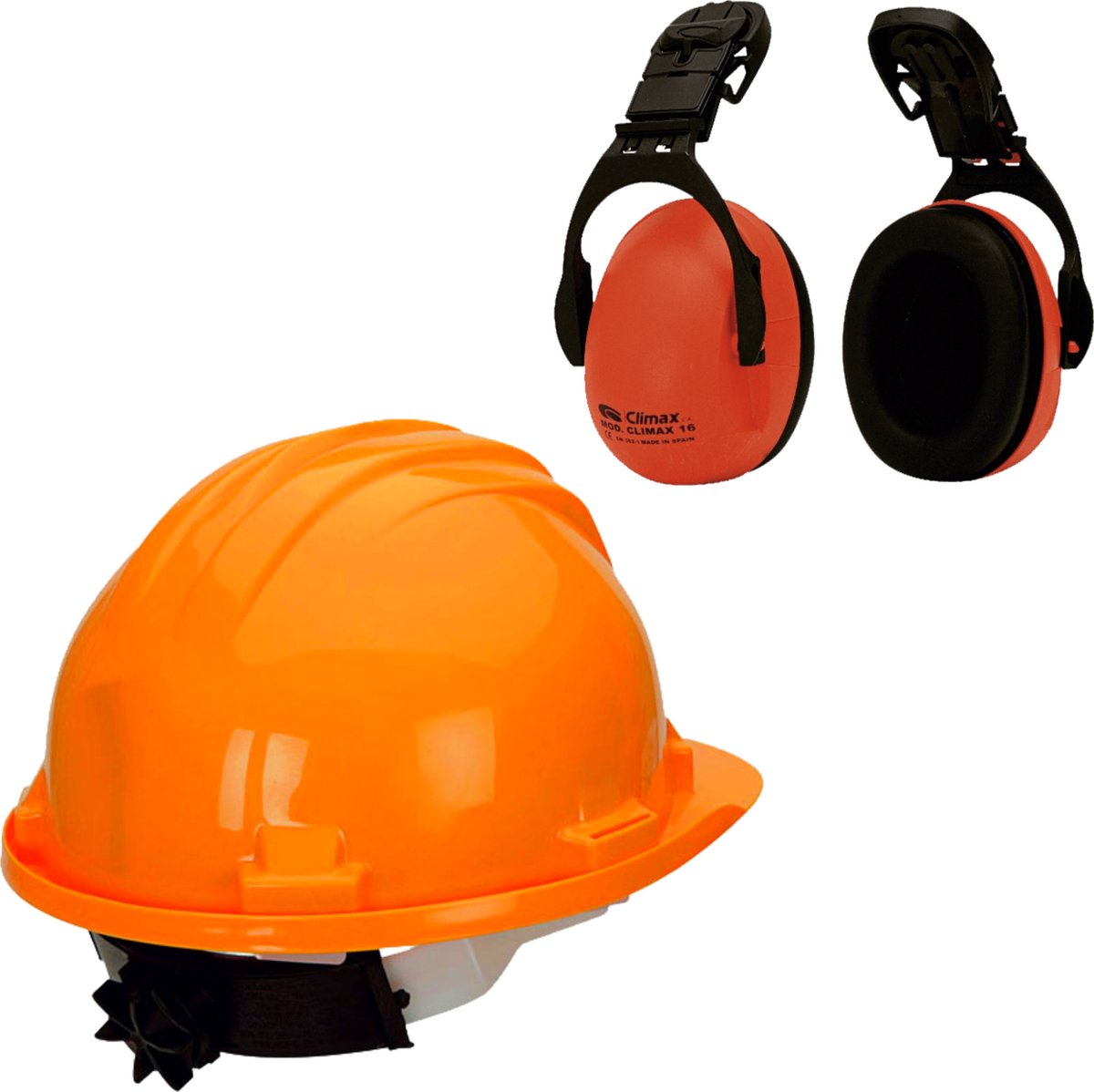 Veiligheidshelm RG5 met Oorkappen - Oranje - Verstelbaar met Draaiknop - Oorkappen... | bol.com