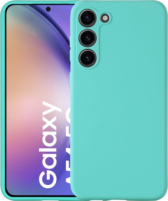 Samsung Galaxy A54 hoesje - Zacht TPU backcover - binnenkant microvezel laagje - Turquoise | bol