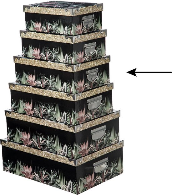 5Five Opbergdoos/box - zwart - L36 x B24.5 x H12.5 cm - Stevig karton ...