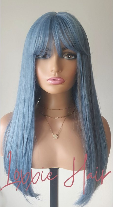 Loxxie® - Pruiken dames Raven - Blauw - Lang haar - Pony - Stijl - Wig ...