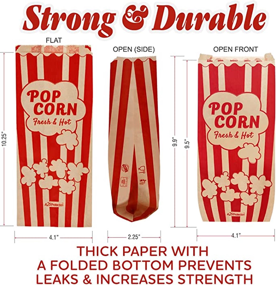 Popcorn Zakjes, 125 Stuks 25,4x10,2cm Retro Vintage Stijl Popcorn ...