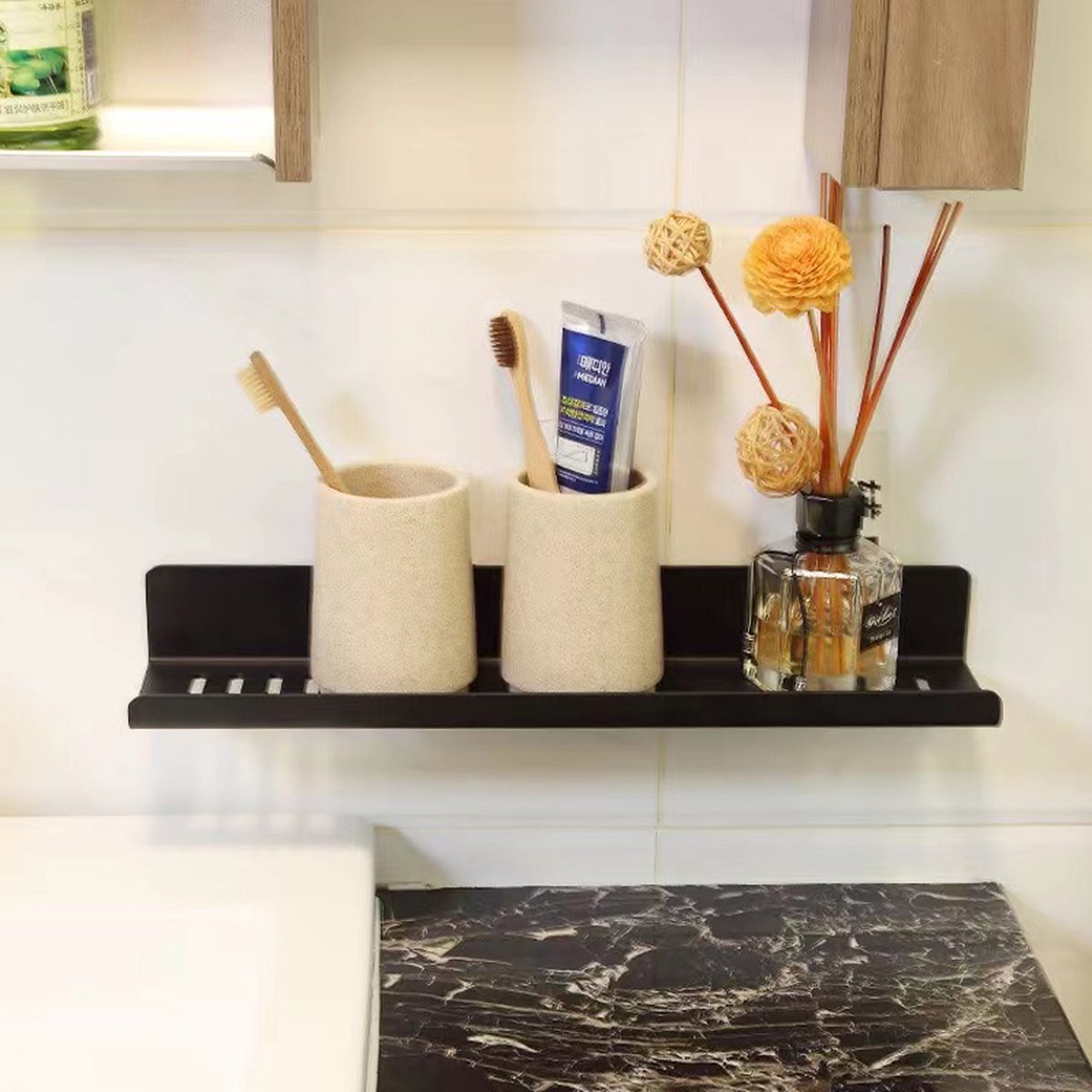 Wandrek zonder boren - Planchet voor Badkamer en Keuken - Eenvoudige ...