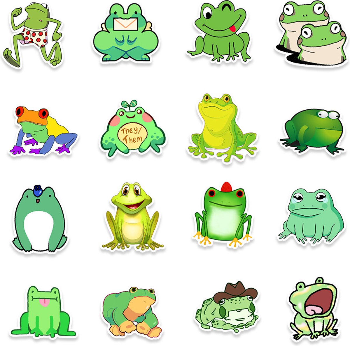 Schattige kikker stickers | 50 stuks | Stickermix voor laptop, muur ...