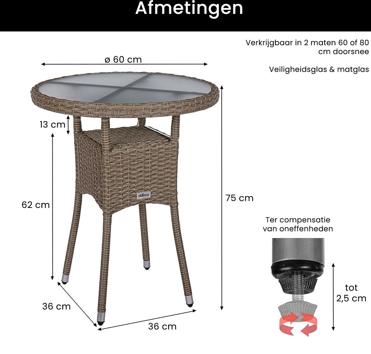 Ronde tuintafel - Tuintafel - Bistrotafel - Terrastafel - Rond - Met ...