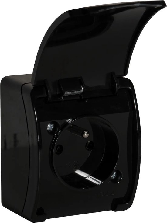 Stopcontact opbouw waterproof - Met penaarde - Zwart | bol