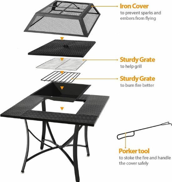 Subcombines Vuurkorf Tafel set - Barbecue plank – Multifunctioneel ...