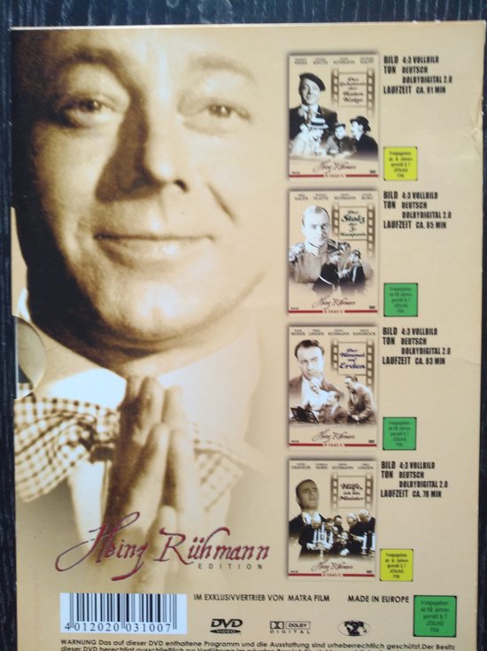Heinz Rühmann - 4 Spielfilme (Dvd), Heinz Ruhmann | Dvd's | bol