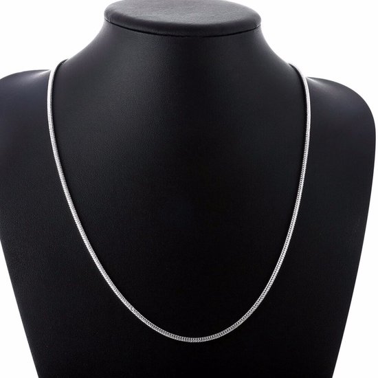Velini jewels-2.1mm breed Slang halsketting-925 Zilver Ketting- 60 cm + 5cm... | bol
