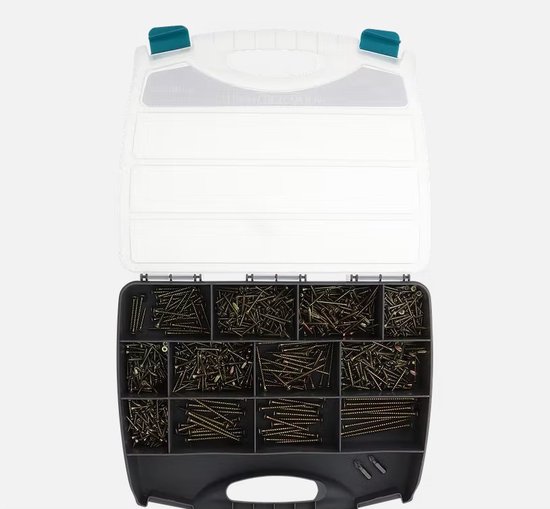 TrueForYou - Schroevenbox Gevuld met ca. 900 houtschroeven in diverse ...