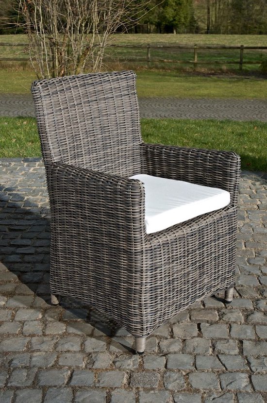 Tuinstoel deluxe - Weerbestendig - Loungestoel look - Wicker - Grijs ...