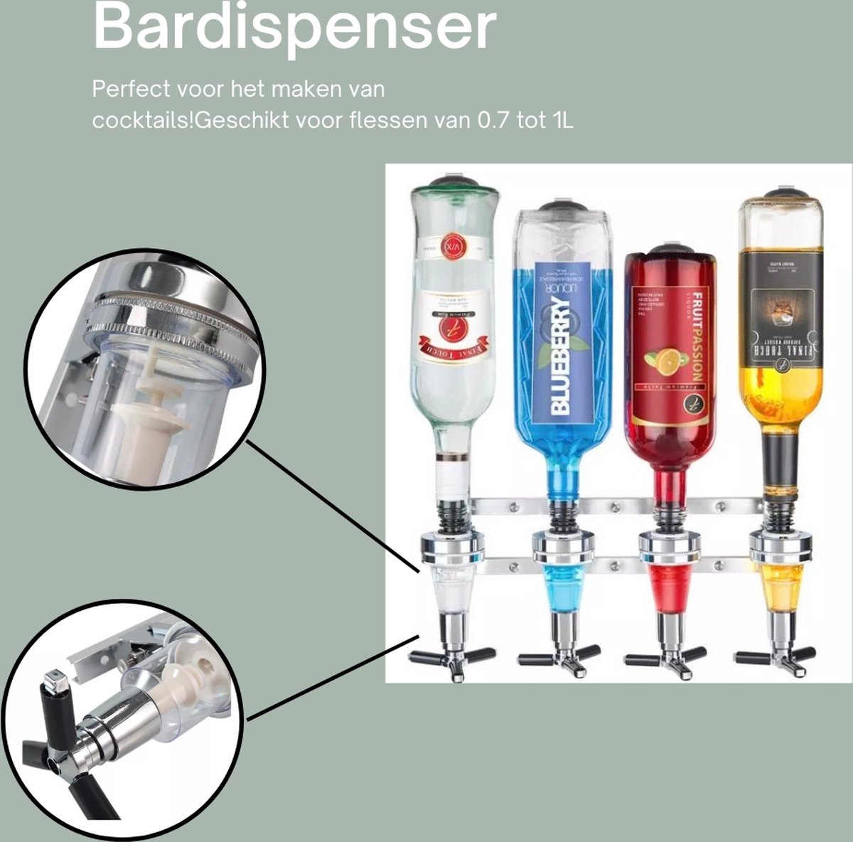 Bardispenser - Wanddispenser - Wanddecoratie - Flessendispenser ...