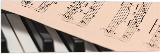 Vlag - Notenblad op Toetsen van Piano - 90x30 cm Foto op Polyester Vlag ...