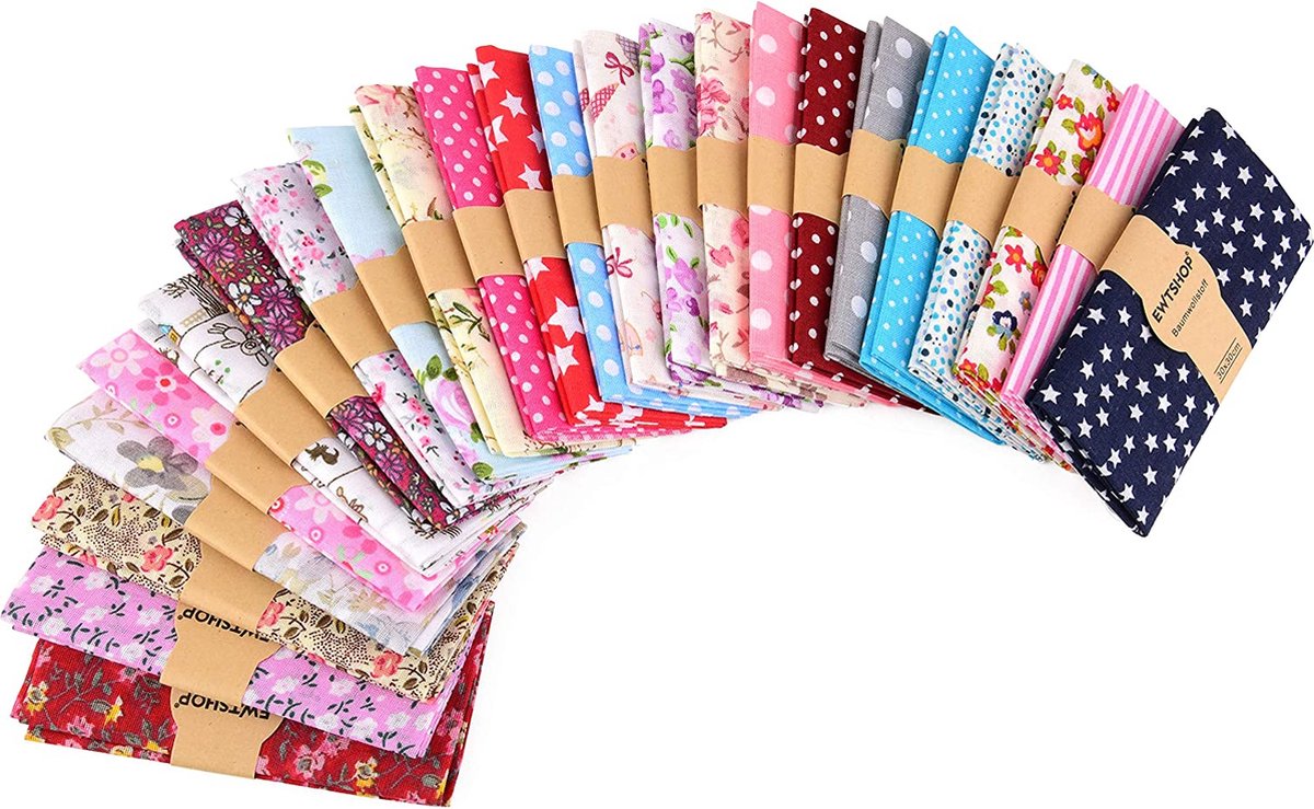 25 x katoenen stof 30 x 30 cm, doe-het-zelf patchwork, 25 designs, voor ...