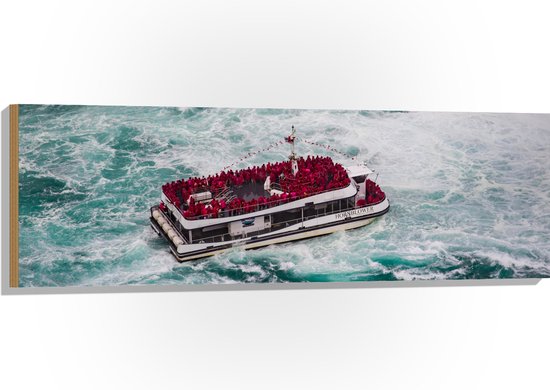 Hout - Boot vol Personen in Rode Pakken - 120x40 cm - 9 mm dik - Foto ...