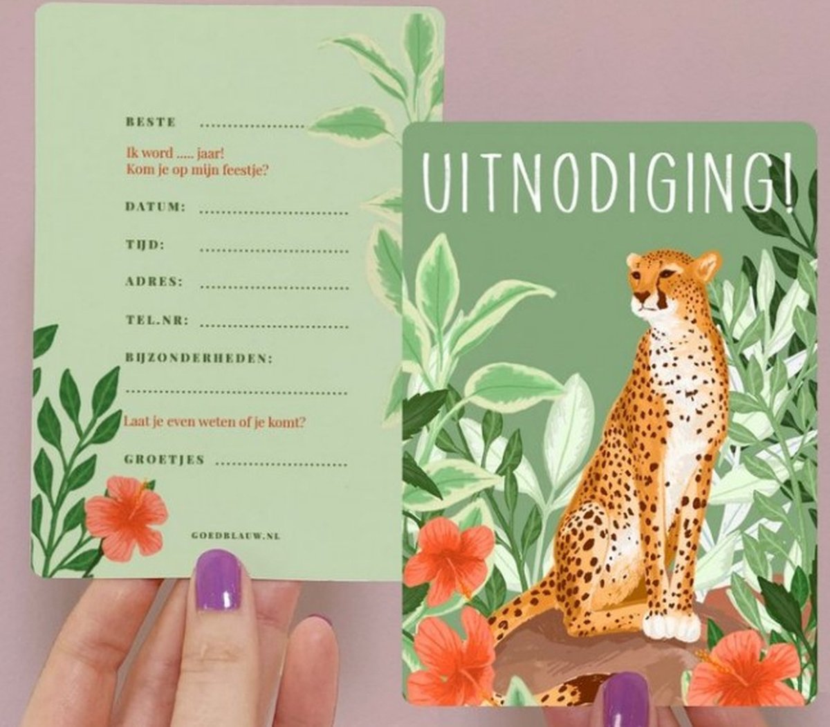 Uitnodiging Cheetah - Uitnodiging Kinderfeestje - Uitnodiging In Safari ...