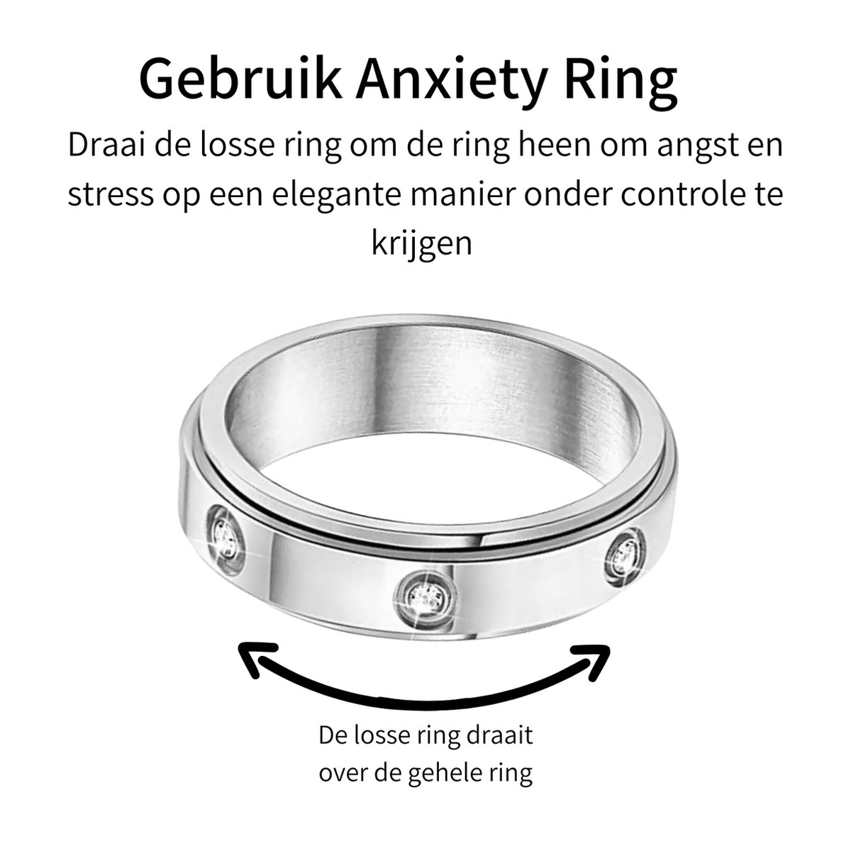 Anxiety Ring - (Zirkonia) - Stress Ring - Fidget Ring - Anxiety Ring ...