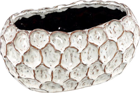 PTMD Sannay White ceramic pot dented oval L | bol.com