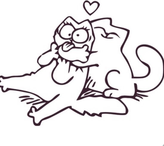 simon cat liefde autosticker ramsticker muursticker laptopsticker zwart ...