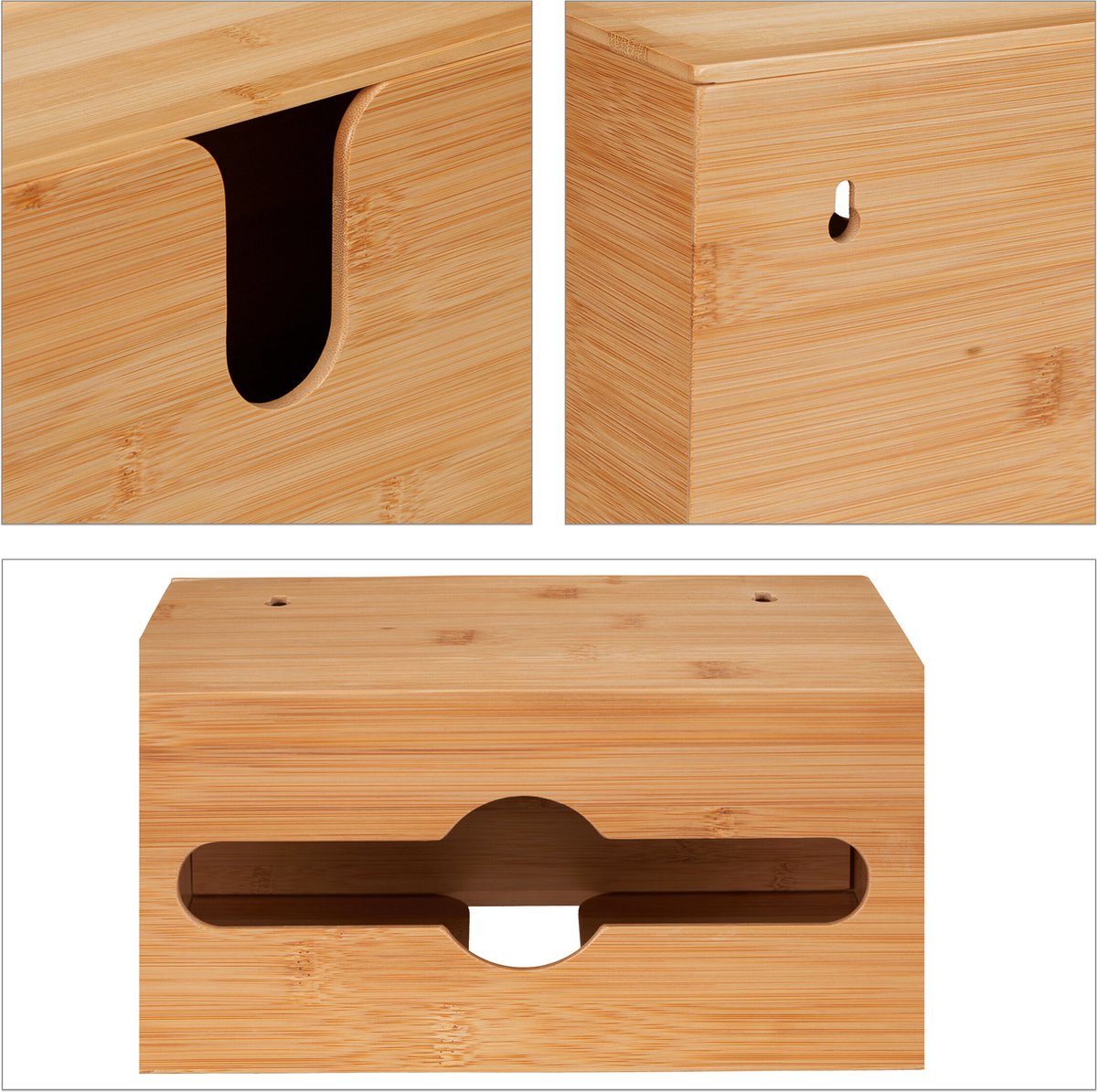 Relaxdays handdoek dispenser bamboe - deksel - muur - papieren ...