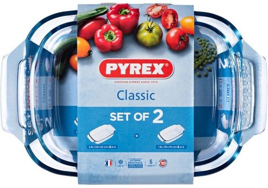 Pyrex Set Met Ovenschalen Pyrex Classic Transparant Borosilicaatglas (2 ...