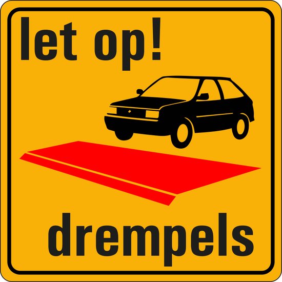 Let op drempels sticker 150 x 150 mm | bol