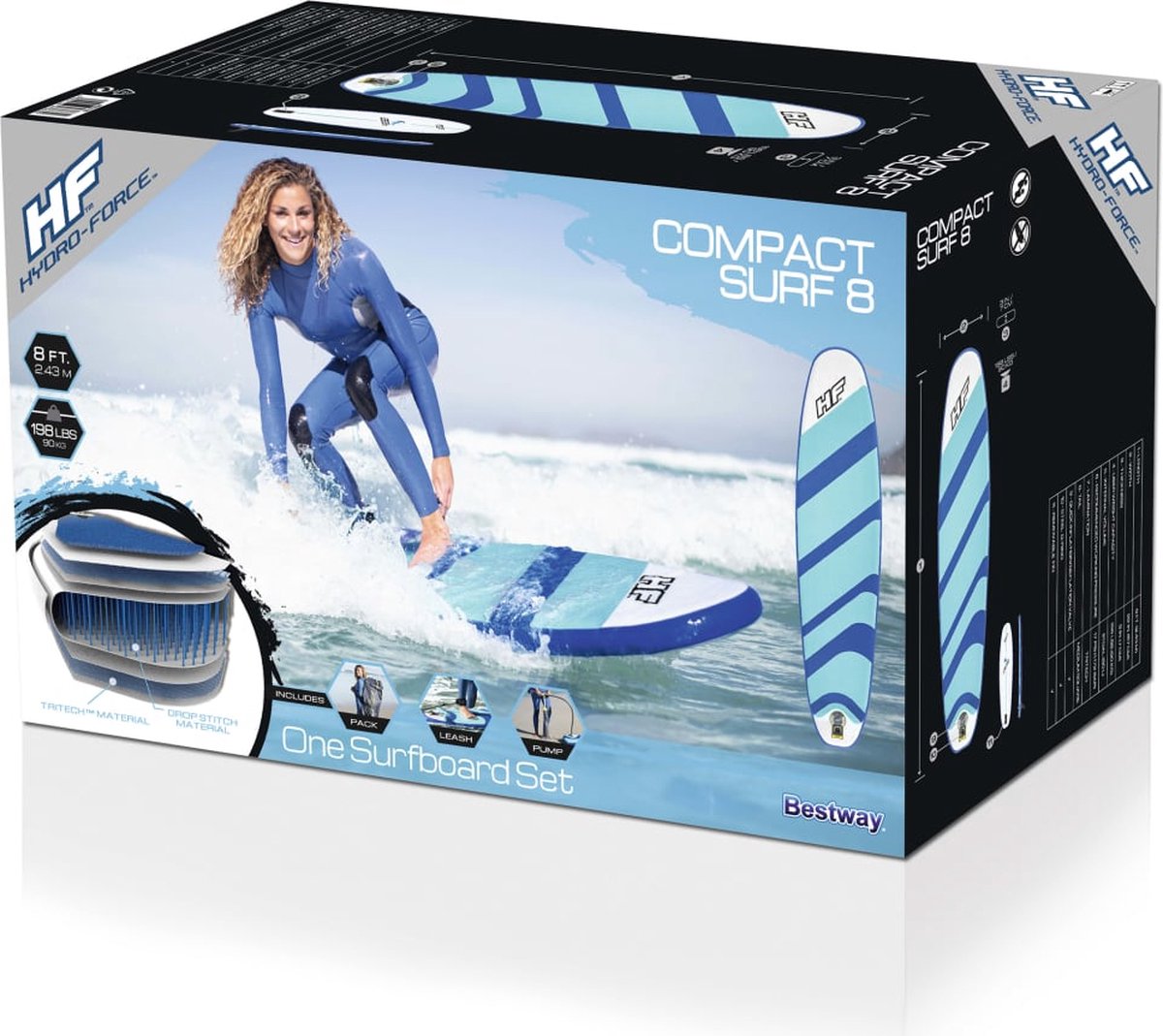 Furniture Limited - Hydro Force Surfplank opblaasbaar 243x57x7 cm | bol.com