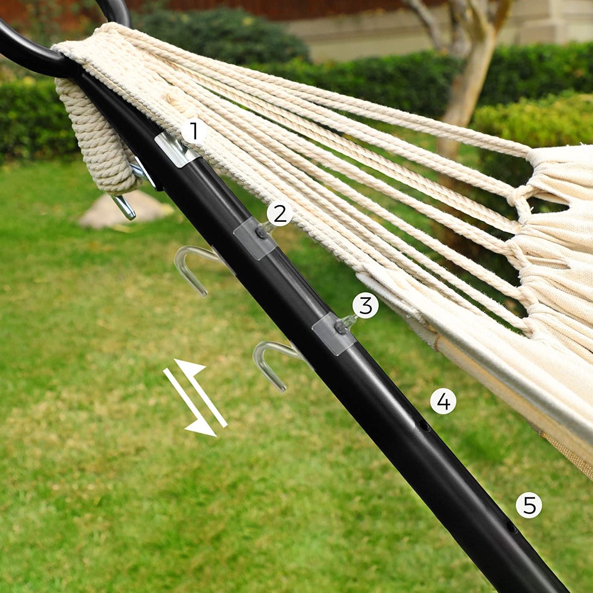 Hangmat met Frame - 210 x 150 cm - Verstelbaar in 5 Verschillende ...