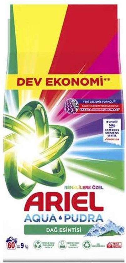 Ariel Aqua poeder kleur 9Kg en 60 Wasbeurten | bol