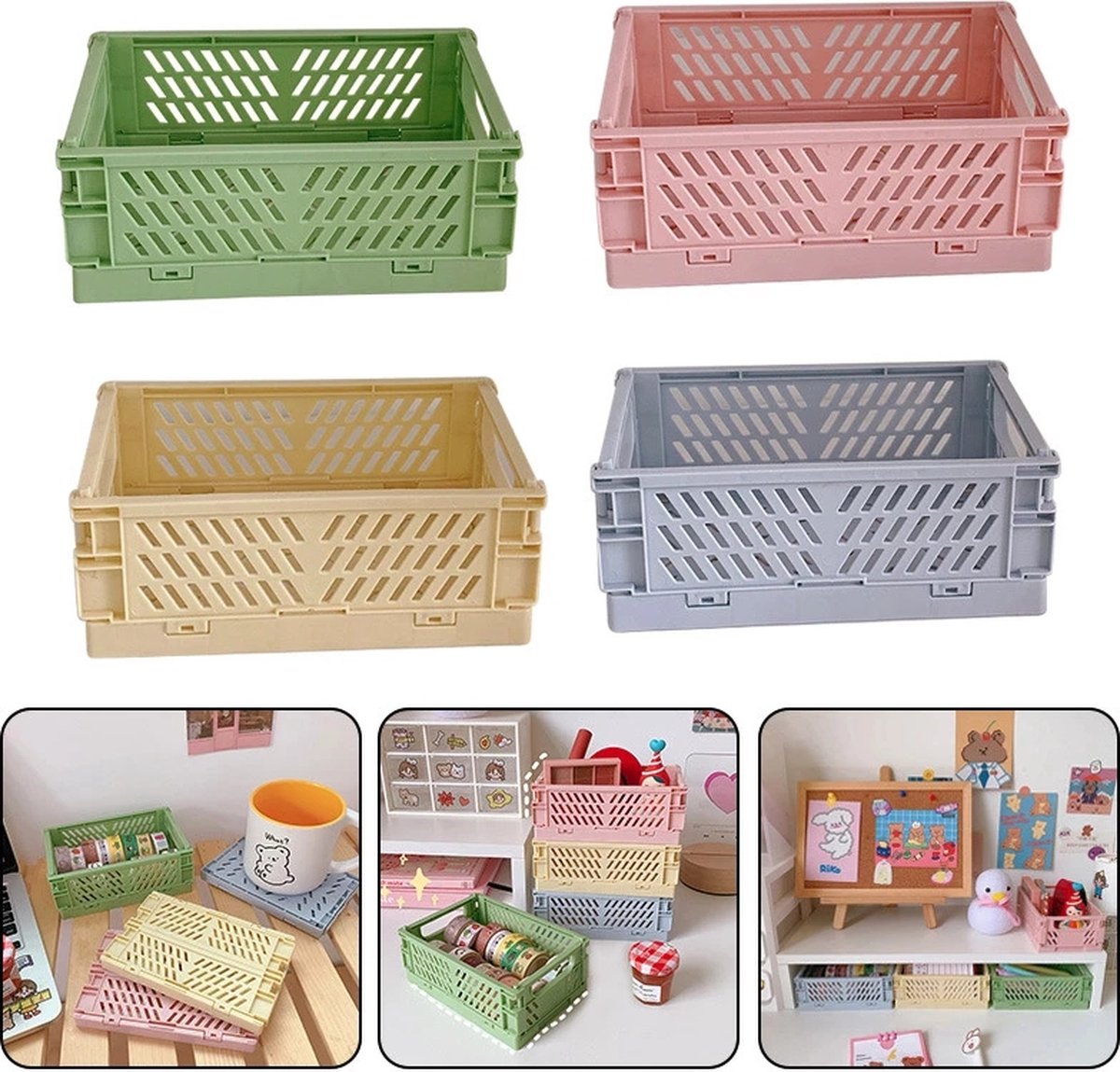 Mini Vouwkrat Groen - Opvouwbare Krat - Stapelbak - Klapkrat ...