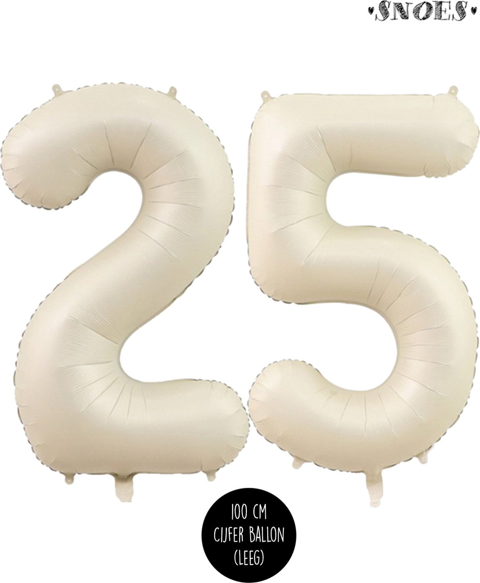 Cijfer Helium Folie ballon XL - 25 jaar cijfer - Creme - Satijn - Nude ...