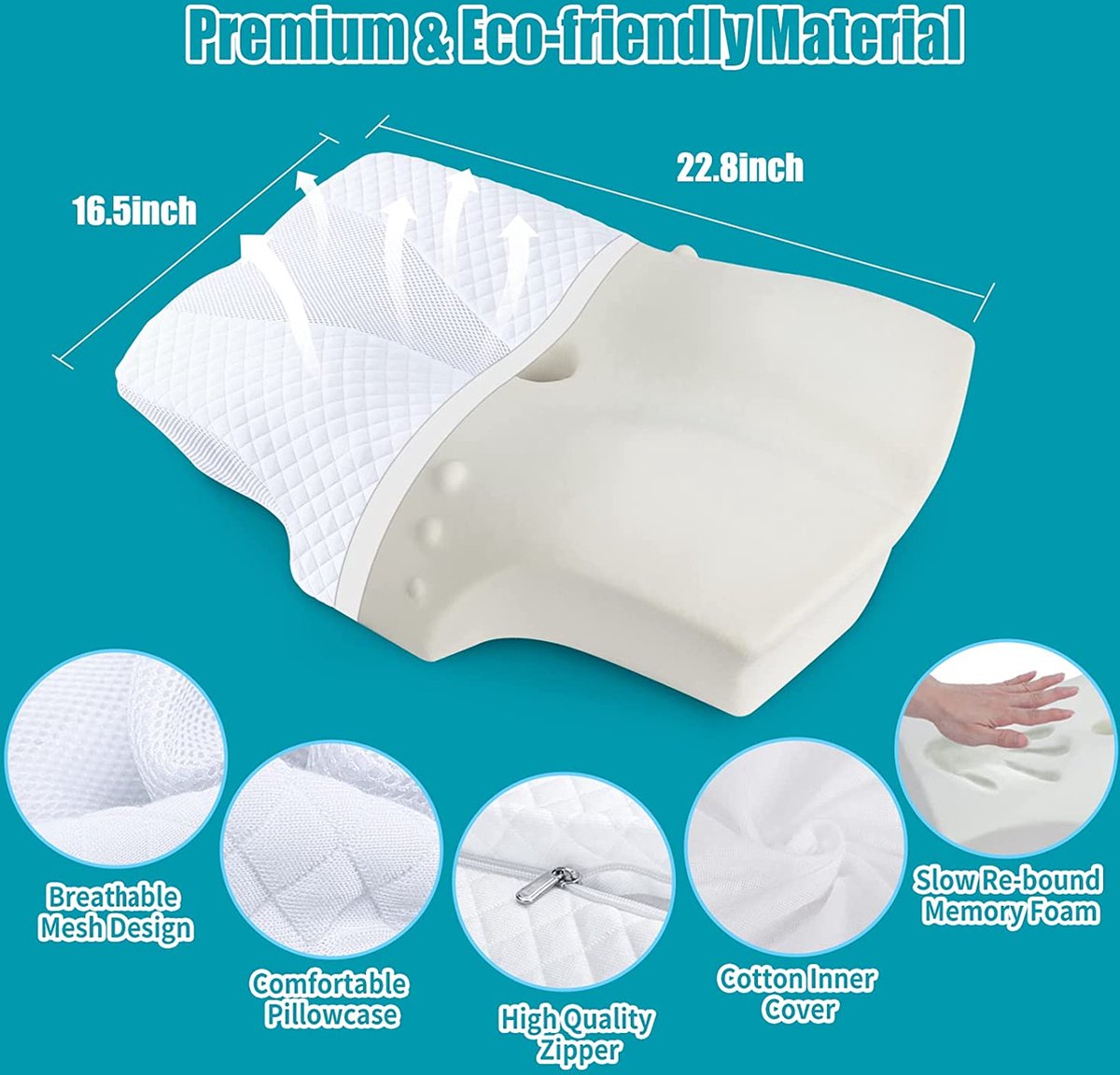 Nekkussen, traagschuim, bedkussen voor nek, nekkussen, ergonomisch en schouderpijn,... | bol.com