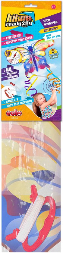 Kites Ready 2 Fly Pop-up Mini Nylon Vlieger Vlinder Regenboog | bol