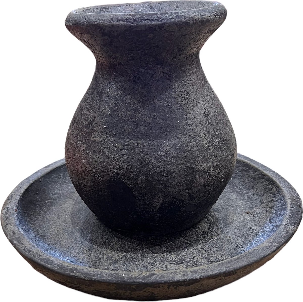 Stenen schaal met vaas zwart/grijs | bol.com