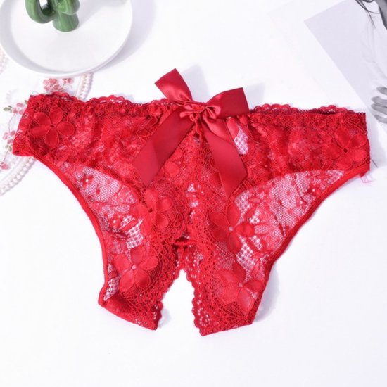 Sexy Slip met Kant - Open Kruis - Rood Kant - Erotisch Design met ...