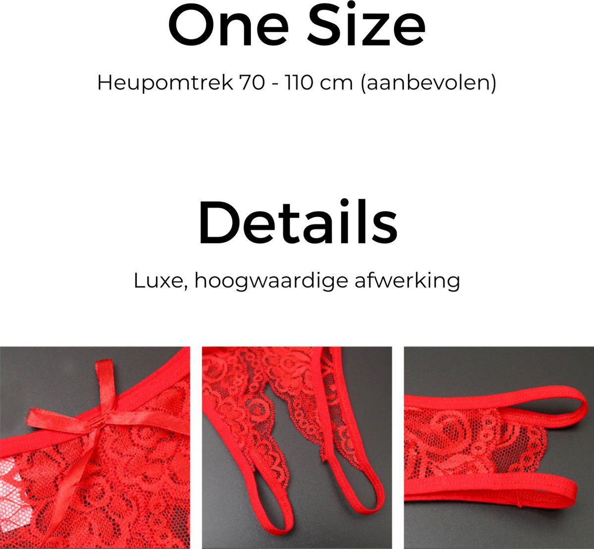 Sexy String met Open Kruis - Rood - Ontwerp met Kant - Erotisch Design ...