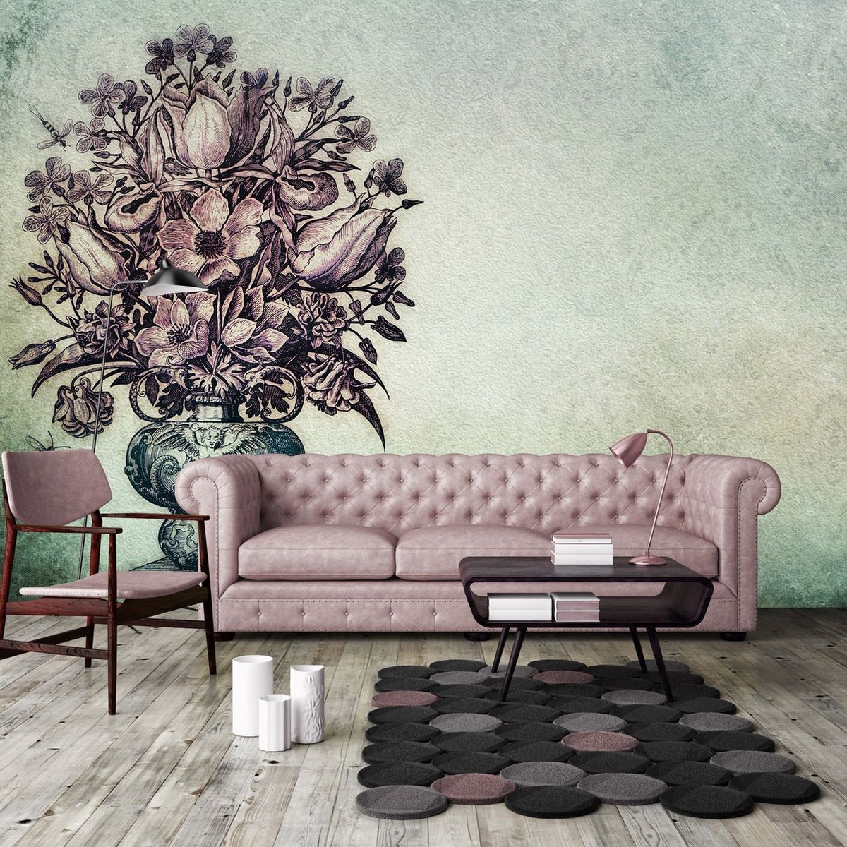 Fotobehang - Vlies Behang - Vintage en Romantisch Boeket met Bloemen ...