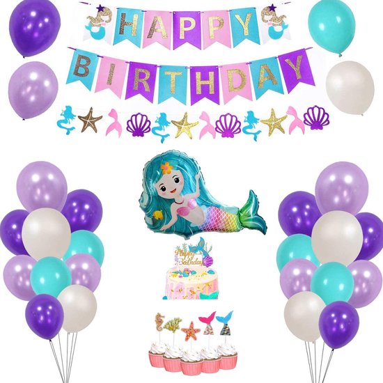 Plugstore - Sirène Ballons Latex, Sirène Joyeux Anniversaire Ballons ...