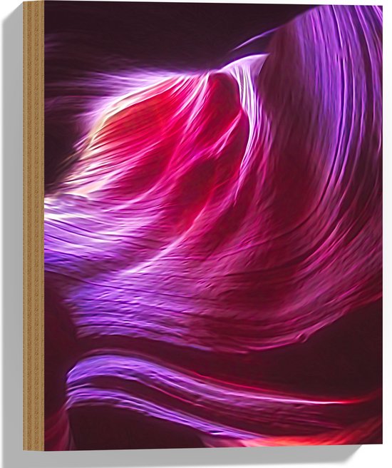 Hout - Rood en Roze Neon Kleuren - 30x40 cm - 9 mm dik - Foto op Hout ...