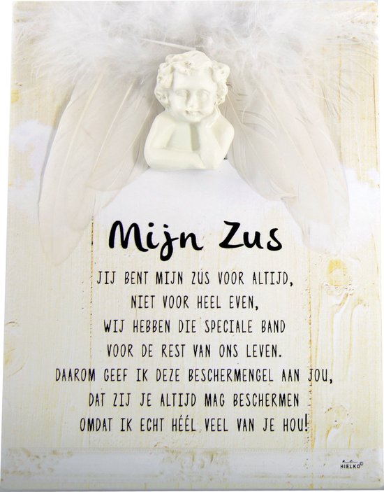Beschermengel op tegel met uniek gedicht Mijn Zus - Zus - dankjewel ...