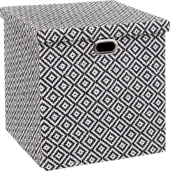 Five® Zwart witte opbergdozen met deksel large - Large - Met deksel ...